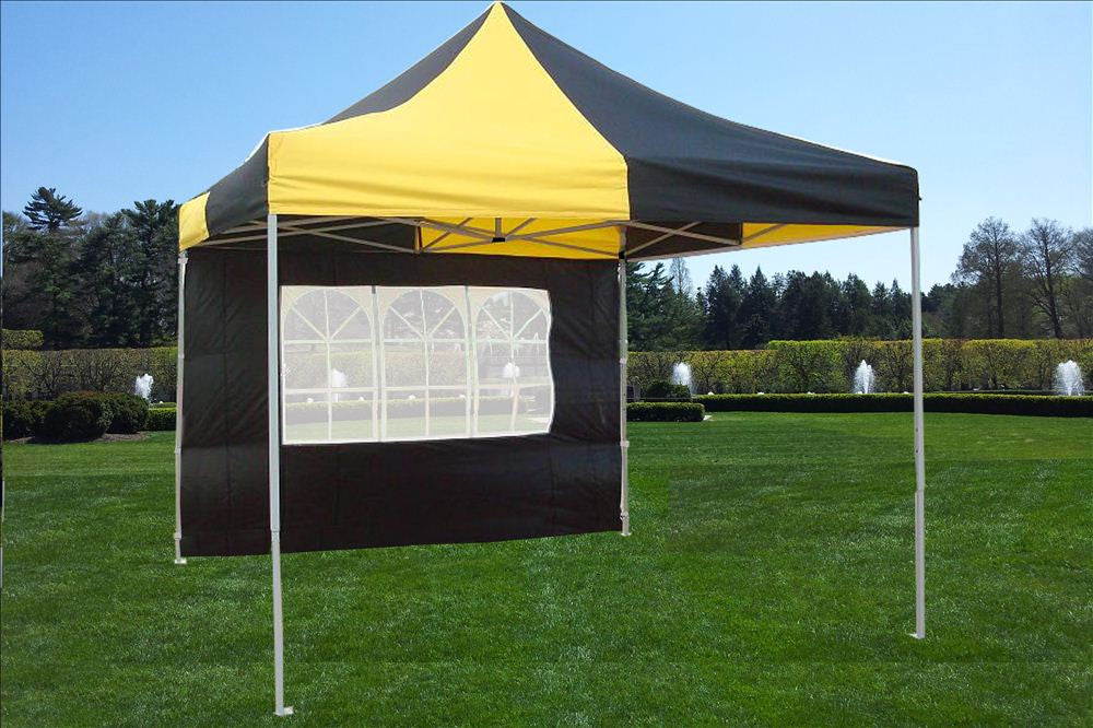 Black Yellow 10'x10' Pop Up Tent. Yellow canopy