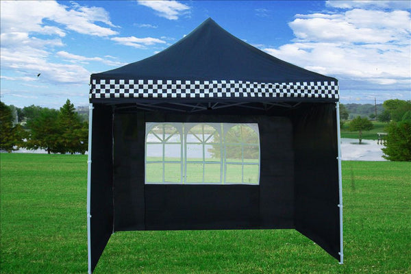 Black Checker 10'x10' Pop Up Tent Pro - F Model