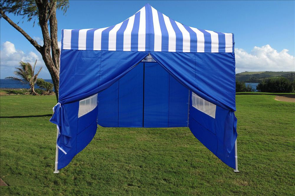 F Model 10'x10' Blue Stripe - Pop Up Tent Pro – Deltacanopy