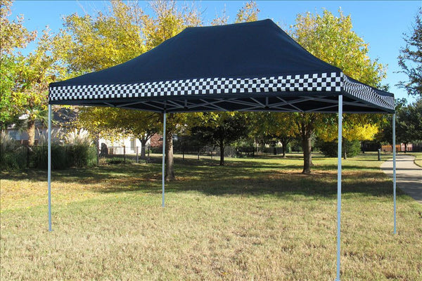 Black Checker 10'x15' Pop Up Tent Zipper Walls