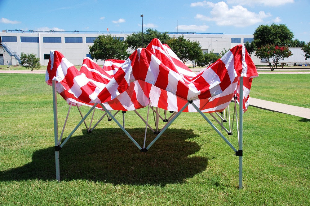F Model 10'x15' Red Stripe - Pop Up Tent Pro – Deltacanopy