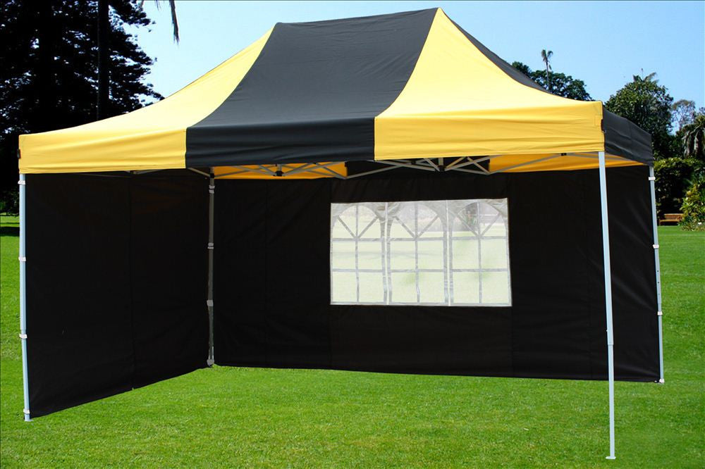 Black Yellow 10'x15' Pop Up Tent Portable Shade